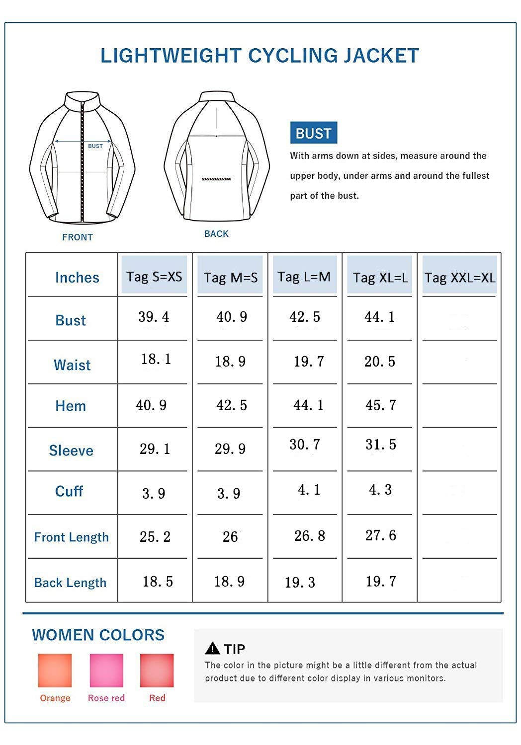 SHELCUP Women's Packable Windbreaker Jacket, Lightweight and Visible, Active Cycling Running Skin Coat, Orange S