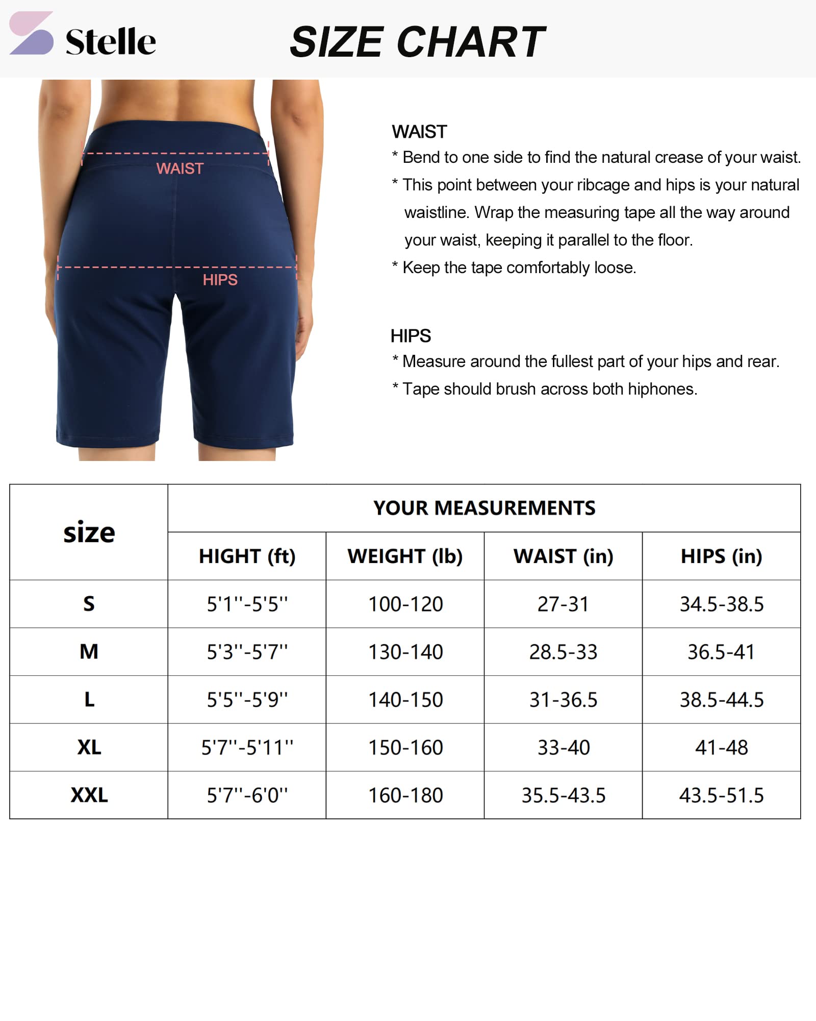 Stelle Women's 10" High Waist Athletic Bermuda Shorts Long Shorts with Pockets for Yoga Running Workout (Black, L)