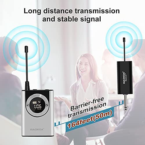 XIAOKOA Wireless Lavalier Microphone System UHF Lavalier Lapel Mic for Recording,DSLR Camera,Vlogging,with Rechargeable Transmitter and Receiver