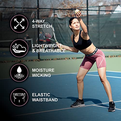Thermajane Compression Shorts for Women Athletic Spandex Volleyball Shorts Women (Large, Steel Grey)