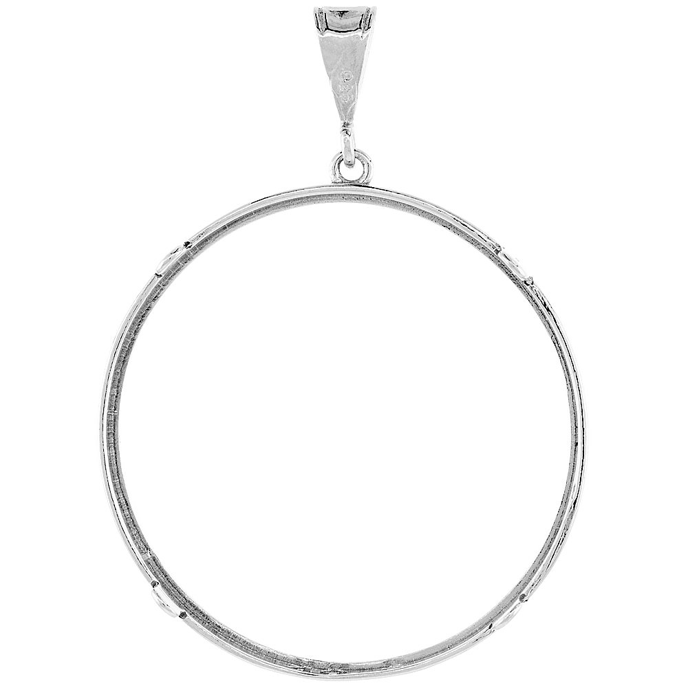 Sterling Silver Silver Eagle Bezel 41 mm Coins Prong Back Square Edge 1 oz Coin NOT Included