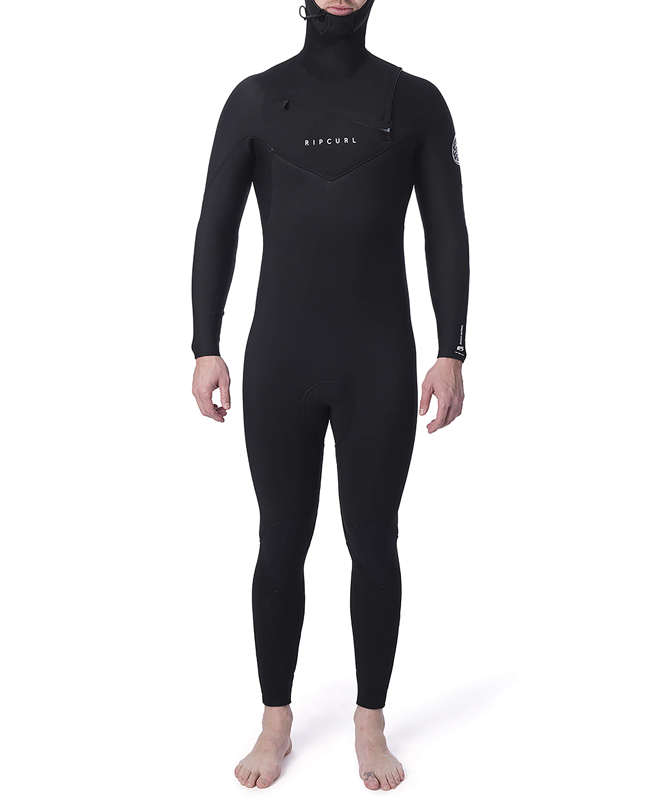 Rip Curl Mens Dawn Patrol 5/4mm Hooded Chest Zip Wetsuit Black WSM9BM Wetsuit Size - M