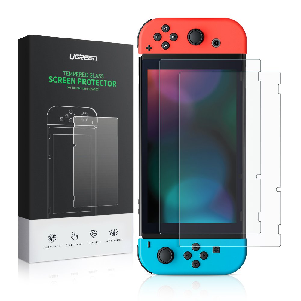 UGREEN Switch Screen Protector for Nintendo Switch Tempered Glass 2 Pack Screen Saver Protector Film with Transparent HD Clear Anti-Scratch