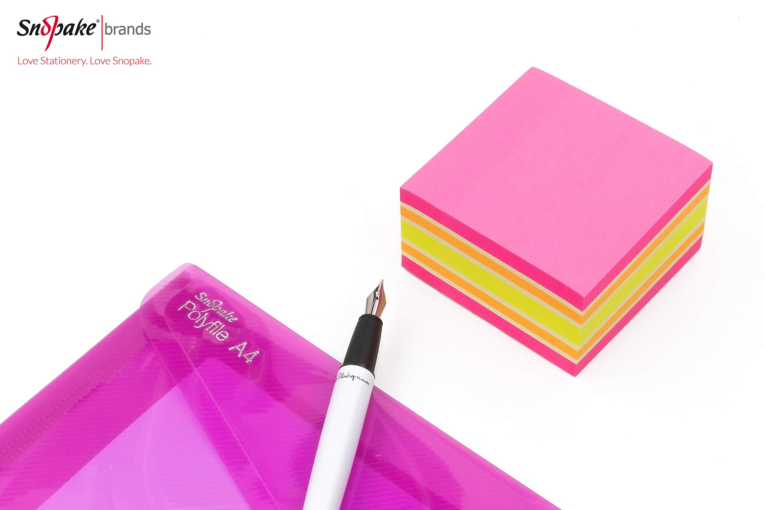 Snopake 76 x 76 mm Pink Rainbow NeonMix Sticky Notes [Cube of 450 Sheets] 15759