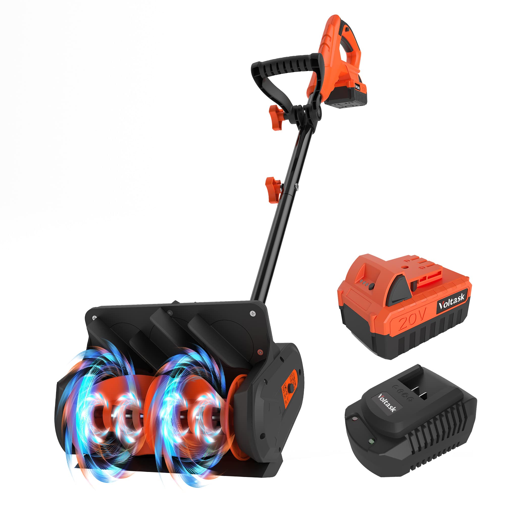 VOLTASK Cordless Snow Shovel, 20V | 11.8-Inch | 4-Ah Cordless Snow Blower, Battery Snow Blower with Directional Plate & Adjustable Front Handle (4-Ah Battery & Quick Charger Included)