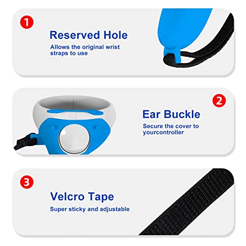 balikha Silicone Touch Controller Grip Protective Cover Sleeve for Quest 2 VR, Ease to Install Remove - Blue