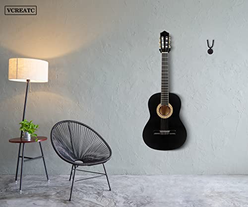 VCREATC Guitar Wall Mount, Guitar Wall Hanger, Guitar Holder, 2 Pack Foldable Metal Hooks, Display Electric Acoustic and Bass Guitars (Black)