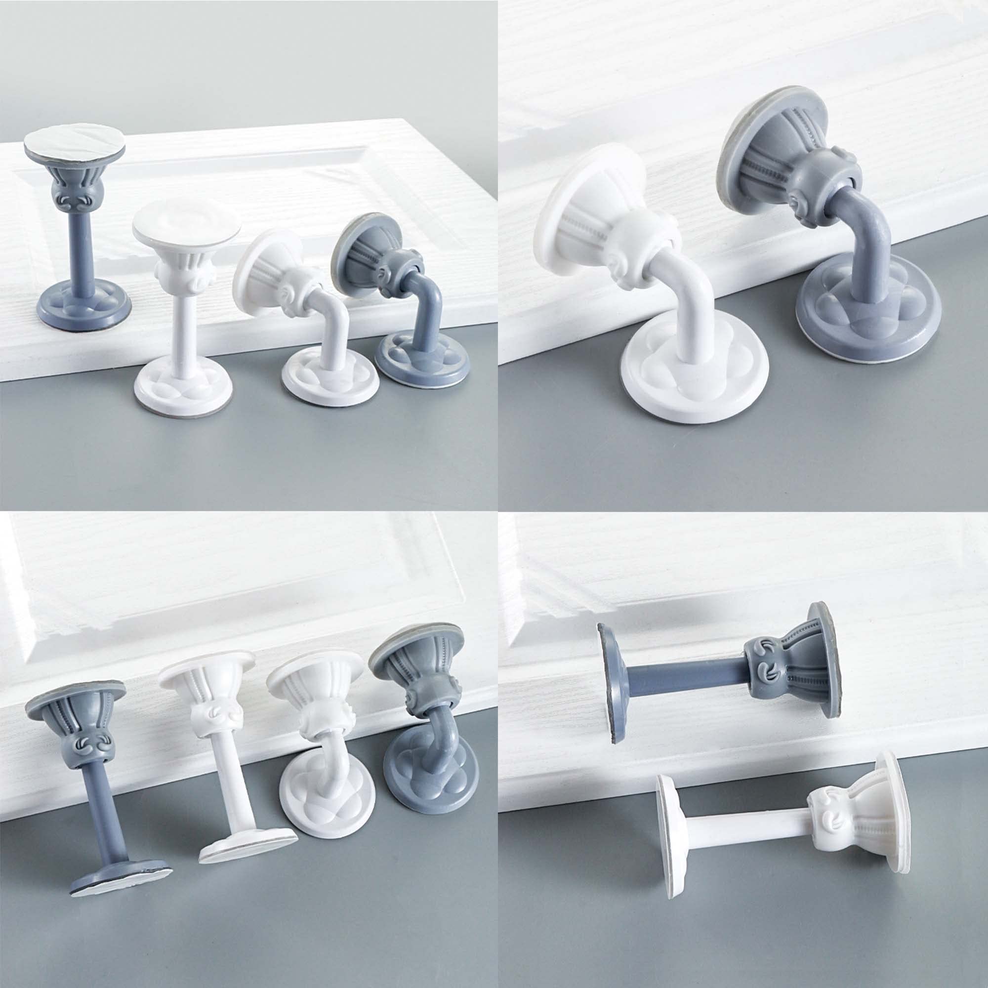 SooGree Door Stopper,Rubber Mute Door Stop,90 Degrees Elasticity Door Catch Holder,No Drill Doorstop with 3m Self Adhesive Tape (1 Pack White Bend)