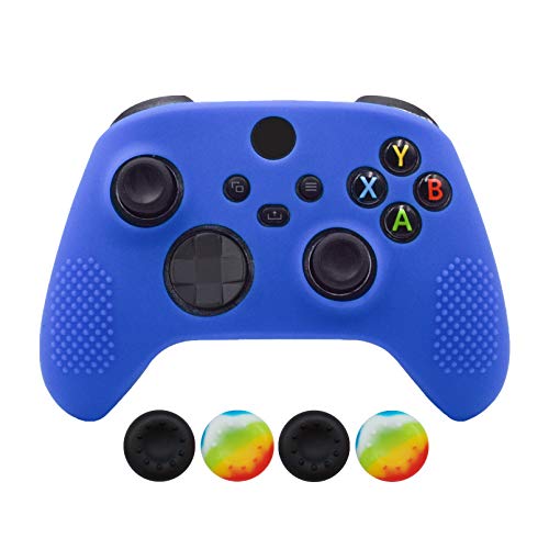 Skin for Xbox Series Controller,Hikfly Cover for Xbox S X/S Controller Grips Case Non-Slip Studded Silicone Controller Cover with 4pcs Thumb Grips Caps(Blue)