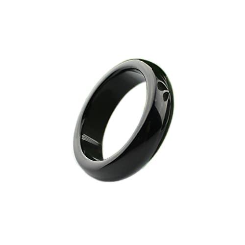 XIAOSEN Natural Agate Black Jade Ring for Men Or Women Couple Lover Jade Rings Tail Ring Jewelry (Ring Size : 7)