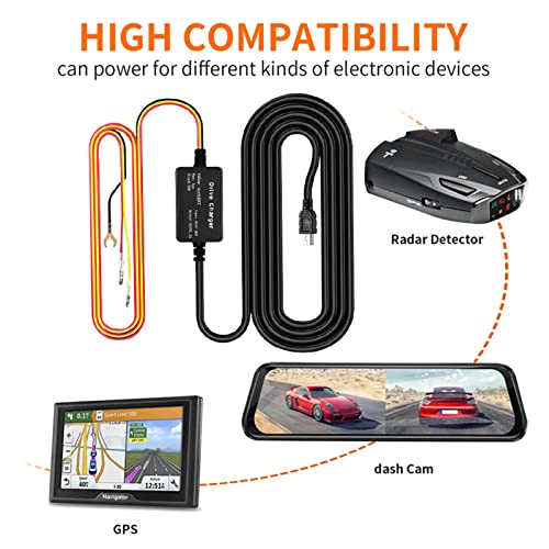 Techinal Dashcam Hard Wire Kit Mini USB Dashcam Hard Wire for Car Dashcam 12V-30V to 5V 2A Mini Car Dashcam Camera Hard Wire Car Dashcam Wire Dashcam Hard Wire Kit Dvr Charger Cord