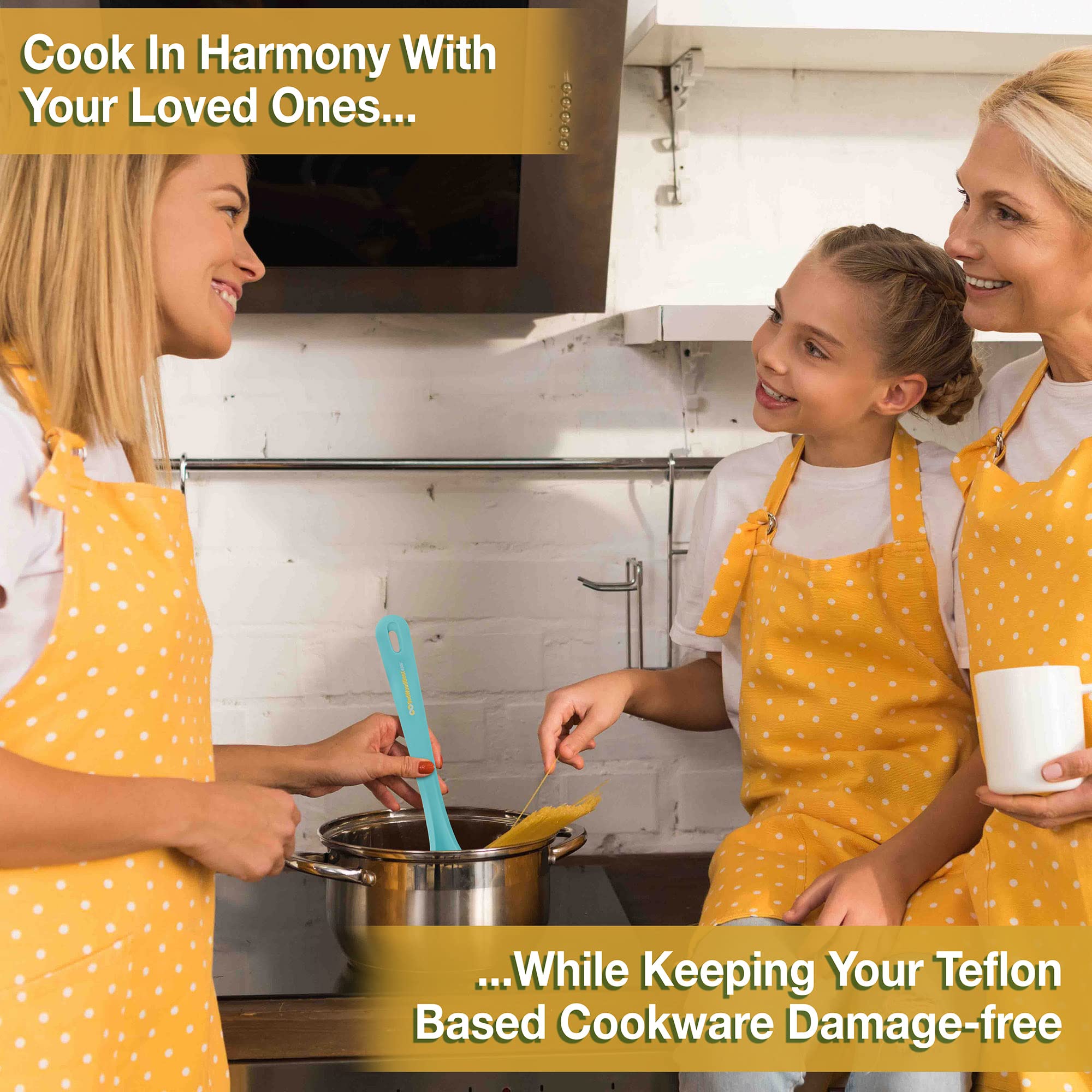RedWoodBest Silicone Cooking Utensils Set - Make Warm Home-cooked Pasta with Our Silicone Utensils - BPA-Free Silicone Pasta Fork Laddle Turner 3pc Set - Safe for Teflon (Teal Color)