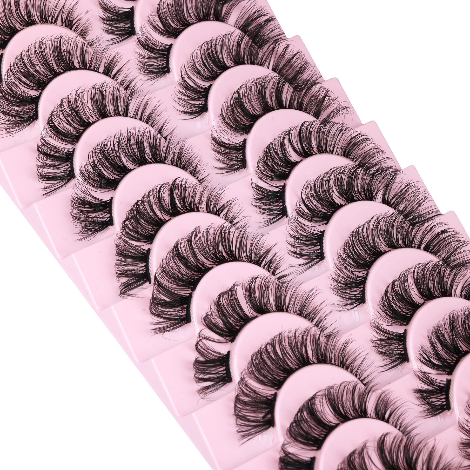 wiwoseo Cluster Lashes Extension Strip Eyelashes Individual Cat Eye Lashes Thick Volume DIY Lashes that Look like Extension Natural Fluffy Faux Mink Lashes 16MM PestaƱas Postizas 10 Pairs Pack