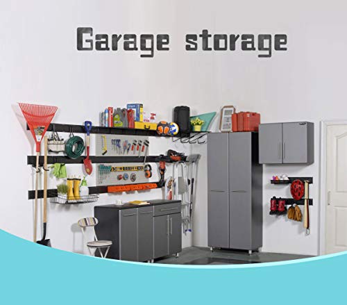 Ultrawall 22 PCS Tool Storage Rack, 112 Inches Adjustable Garage Organization Wall Mounted Storage System with 15 Hooks, Heavy Duty Steel Garden Tool Organizer Wall Holders