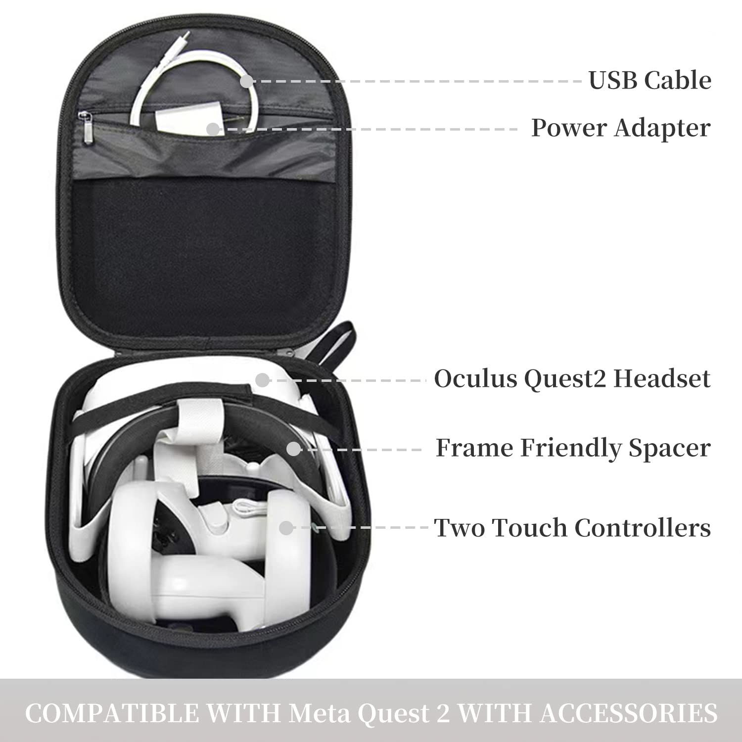 TYRALEL Hard Carrying Case for Oculus Quest 2,Carrying Travel Case Compatible Meta/Oculus Quest 2 Headset,Suitable for Travel and Home Storage