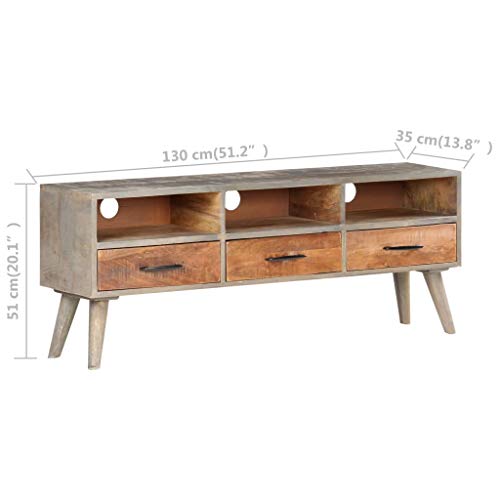 THYUOVAI TV Cabinet,Media Cabinet Tv Console Stereo Cabinet Low Board Suitable for Living Room,Bedroom,Closet,Hallway,Foyer,Office Gray 51.2"x13.8"x20.1" Solid Rough Mango Wood
