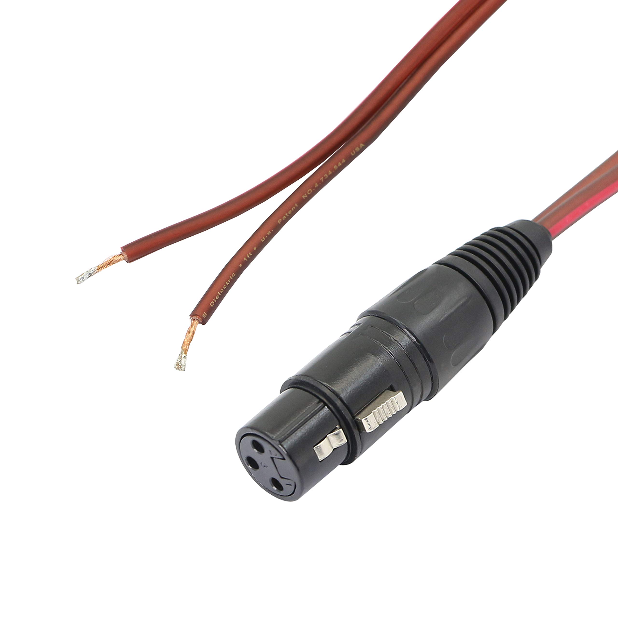 XMSJSIY XLR Speaker Wire, Speaker Bare Cable to XLR Plug, Gold Plated XLR 3 Pin Male Connector Replacement Audio Cable Open End for DJ/PA Amplifier Subwoofer Mixer-2M/6.56 Feet (XLR Female)