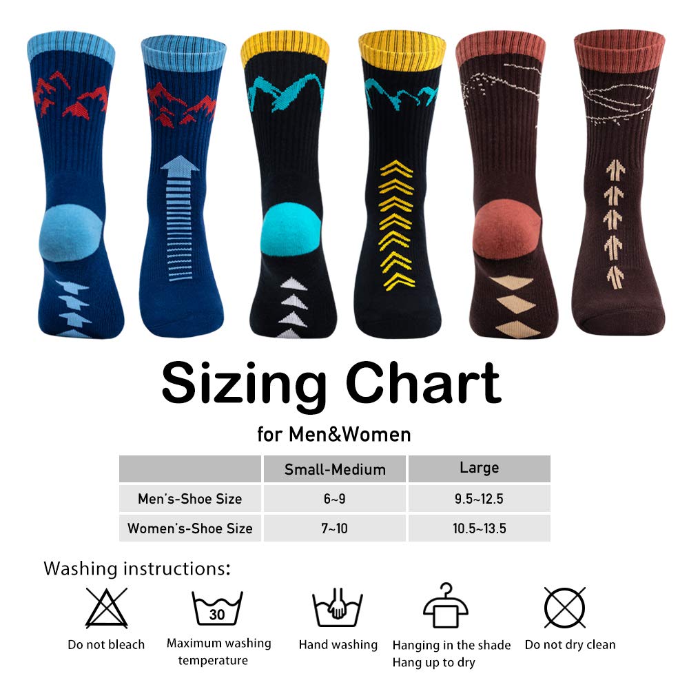 Time May Tell Mens Hiking Socks Moisture Wicking Cushion Crew Socks for Terkking,Outdoor Sports,Performance 2 pack (Black,Blue 9β-12β)