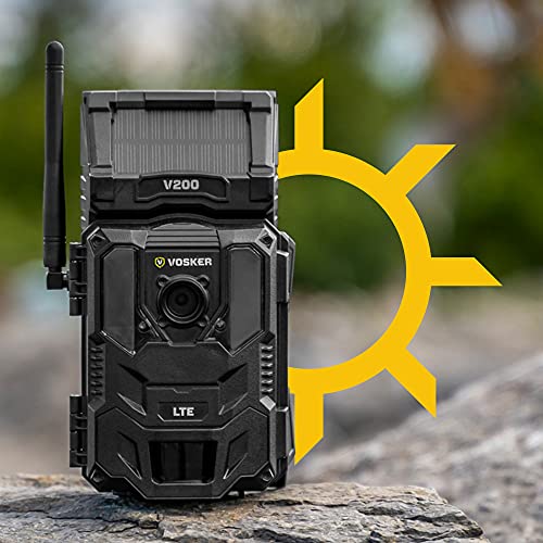 Vosker V200 | Cellular Security Camera | Built-in Solar Panel | LTE, Wireless, Weatherproof, No Wi-Fi Required | Motion Activated Outdoor Surveillance Cameras | Mobile Phone Notifications (V200-KIT)