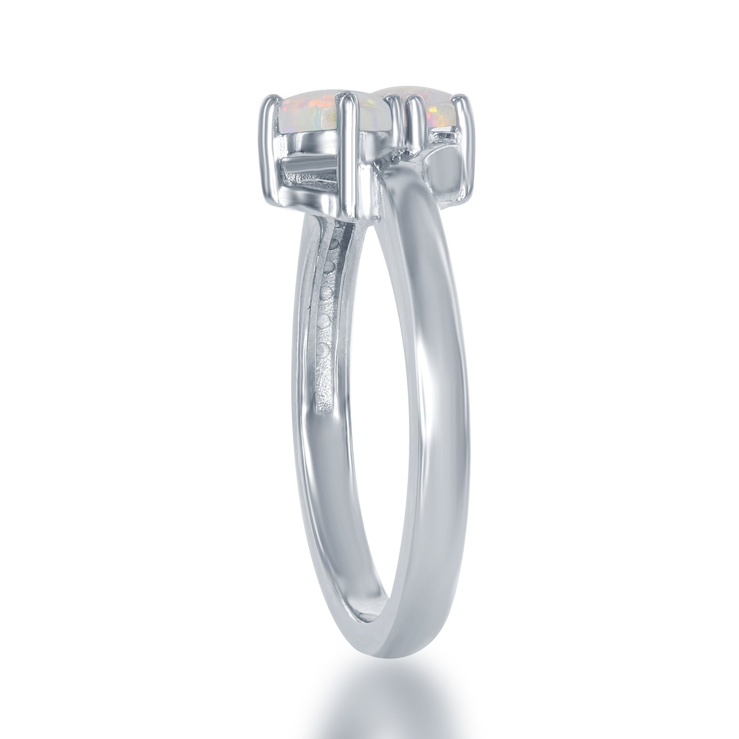 Sterling Silver Two-Stone Forever Created White Opal Ring (Size 8)