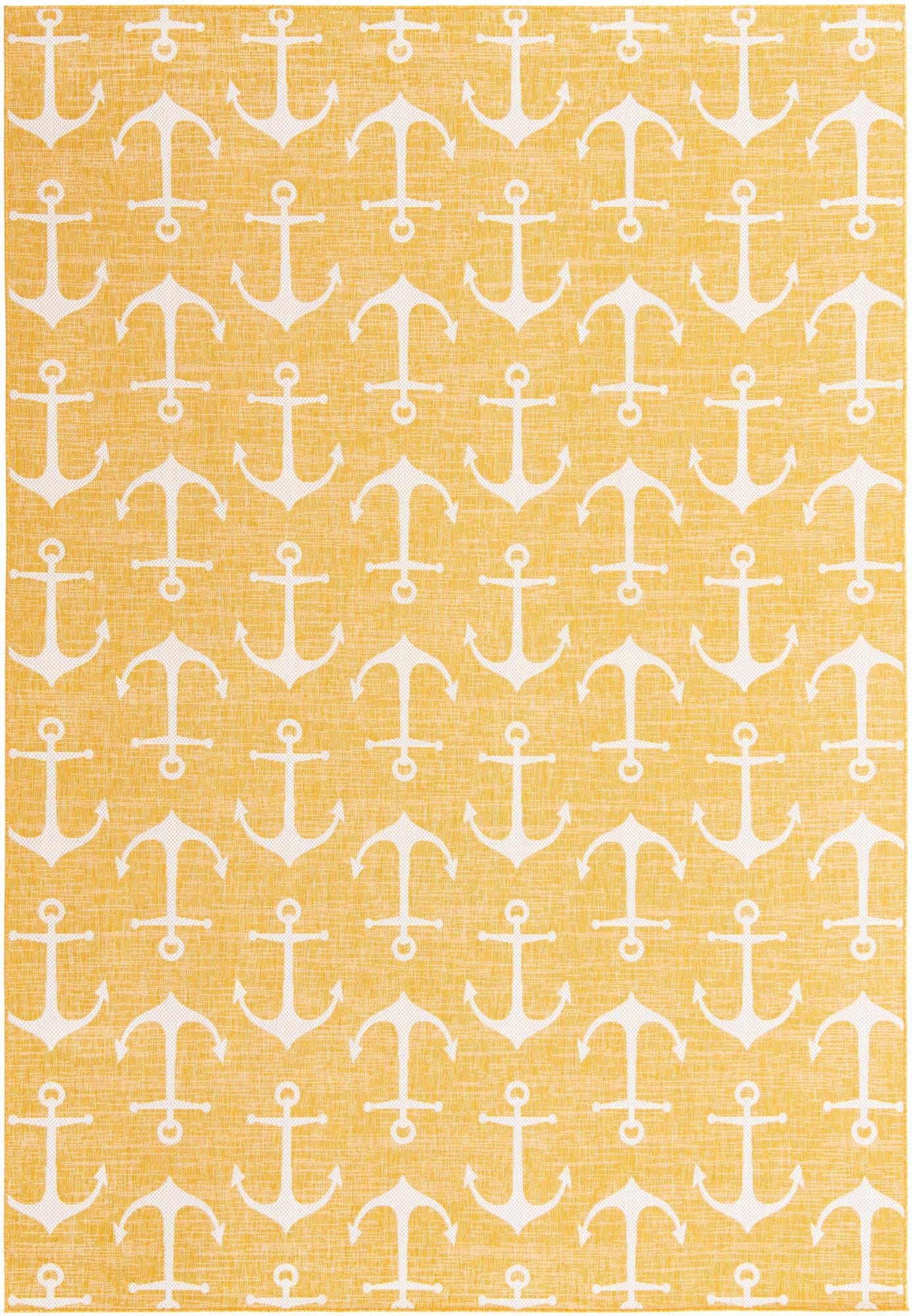 Unique Loom Outdoor Coastal Collection Area Rug - Ahoy (10' x 14' 1" Rectangle, Yellow)