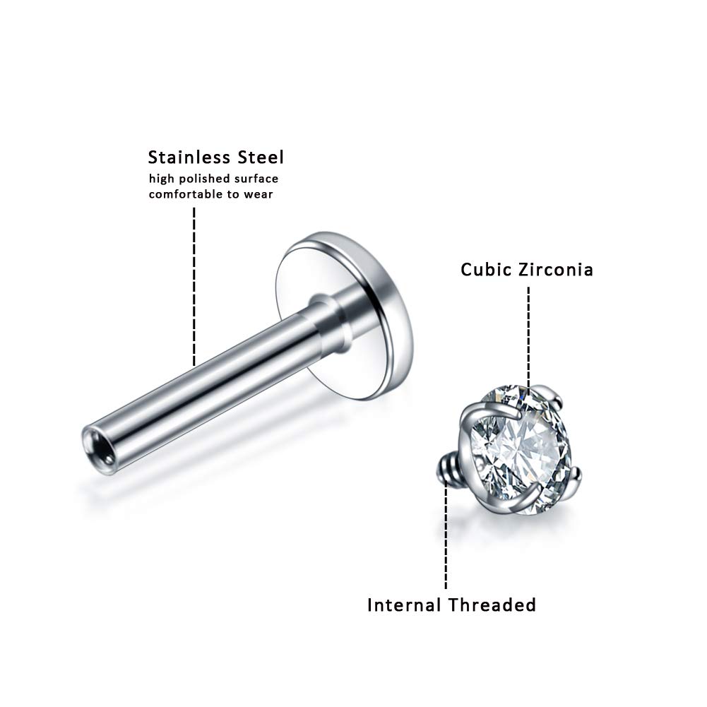 Xpircn 16G Labret Monroe Lip Rings Helix Tragus Earring Studs Piercing Jewelry 9-18PCS (16Gx10mm, Rose Gold, 18PCS)