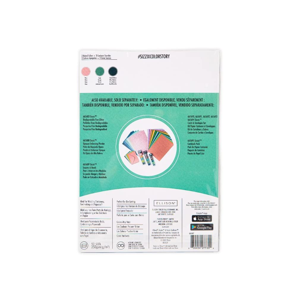 Sizzix Surfacez Opulent Cardstock Pack 8" x 11 1/2" Muted 60Sh | 665697 |Chapter 2 2022, Multicolor