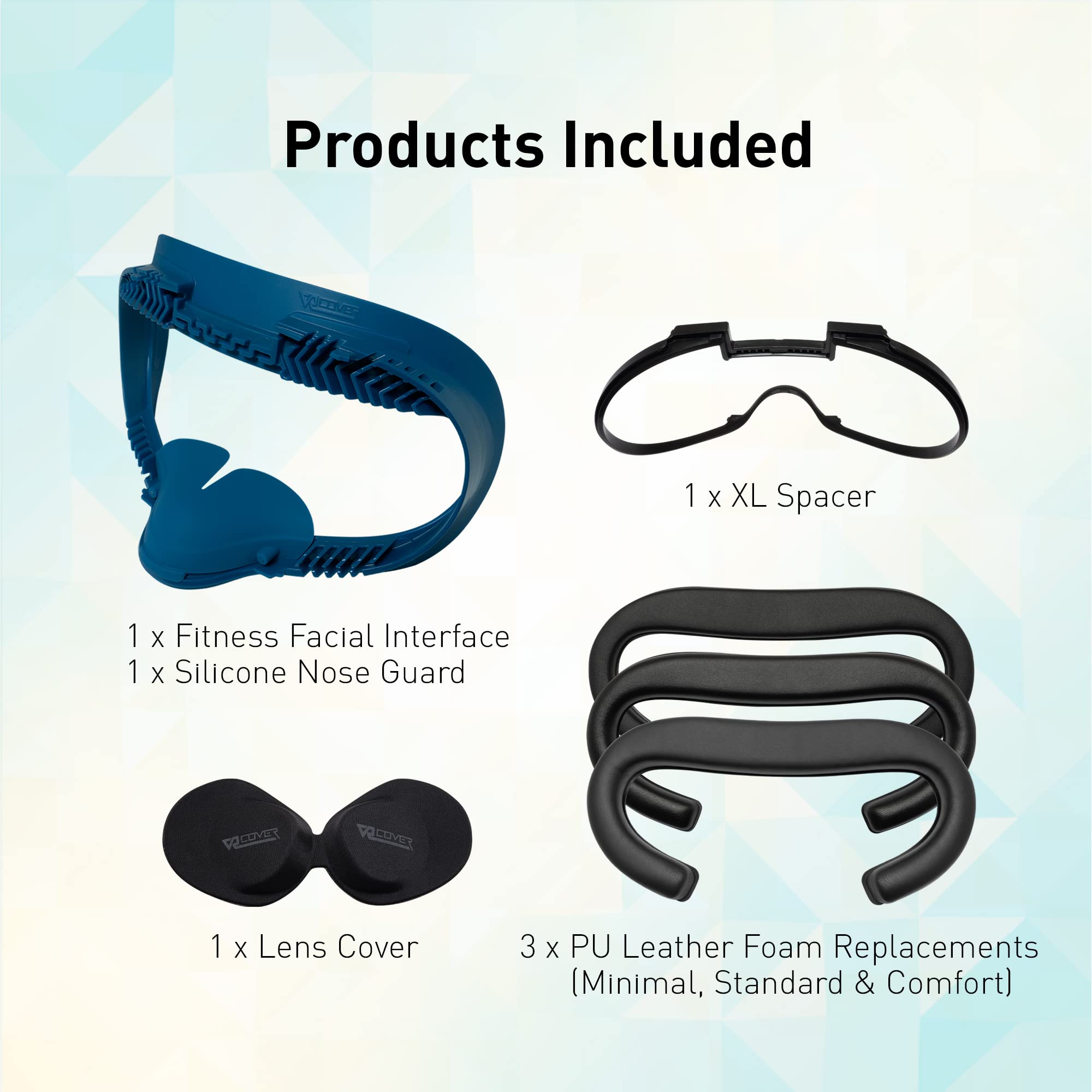 VR Cover Fitness Facial Interface and Foam Set for Oculus/Meta Quest 2 (Dark Grey & Black)