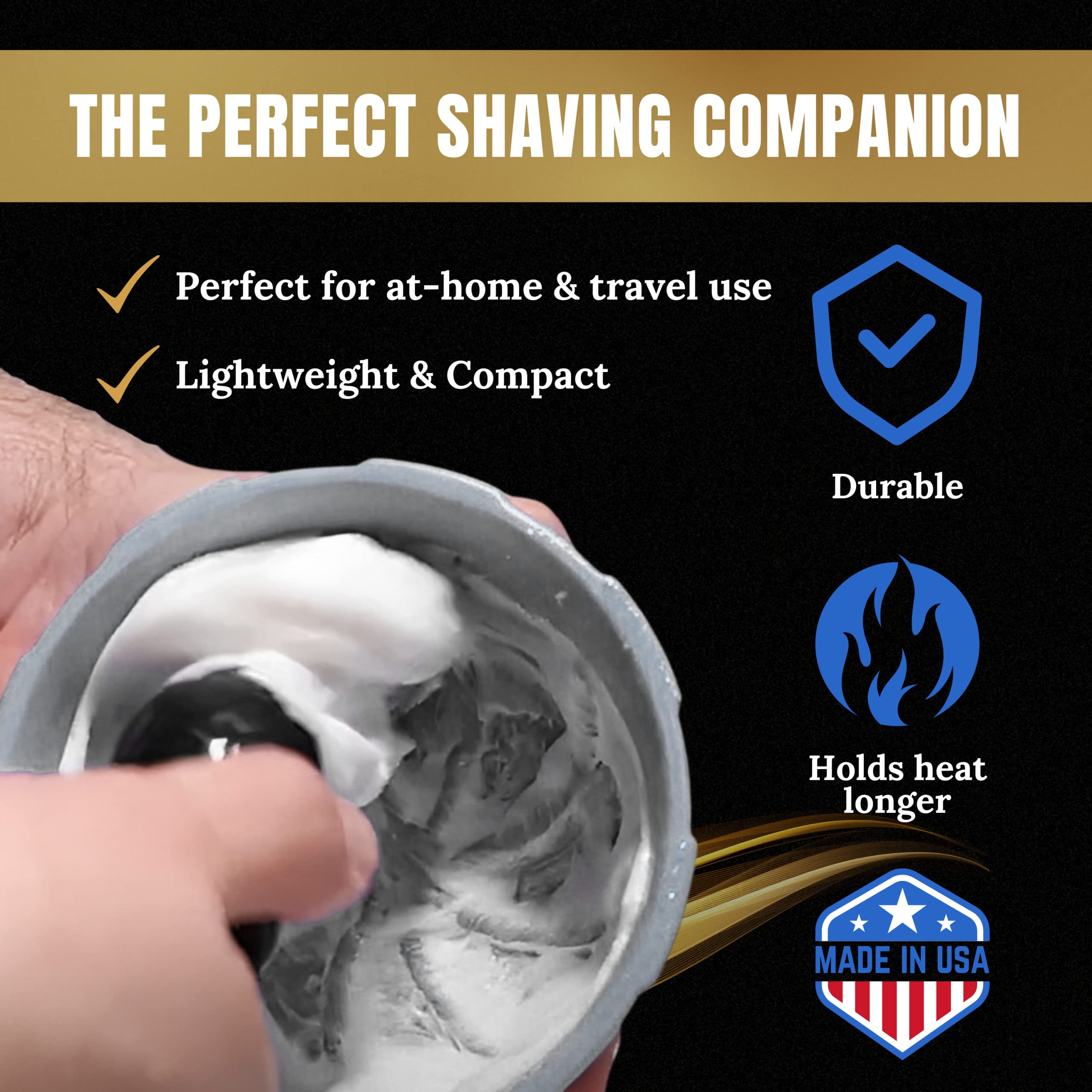 TIMELESS RAZOR Gray Shaving Bowl w/Ridges - Mixes Mens Shaving Cream & Shaving Soap - Durable & Holds Heat Longer - Whip a Quick, Rich & Thick Lather - USA Made