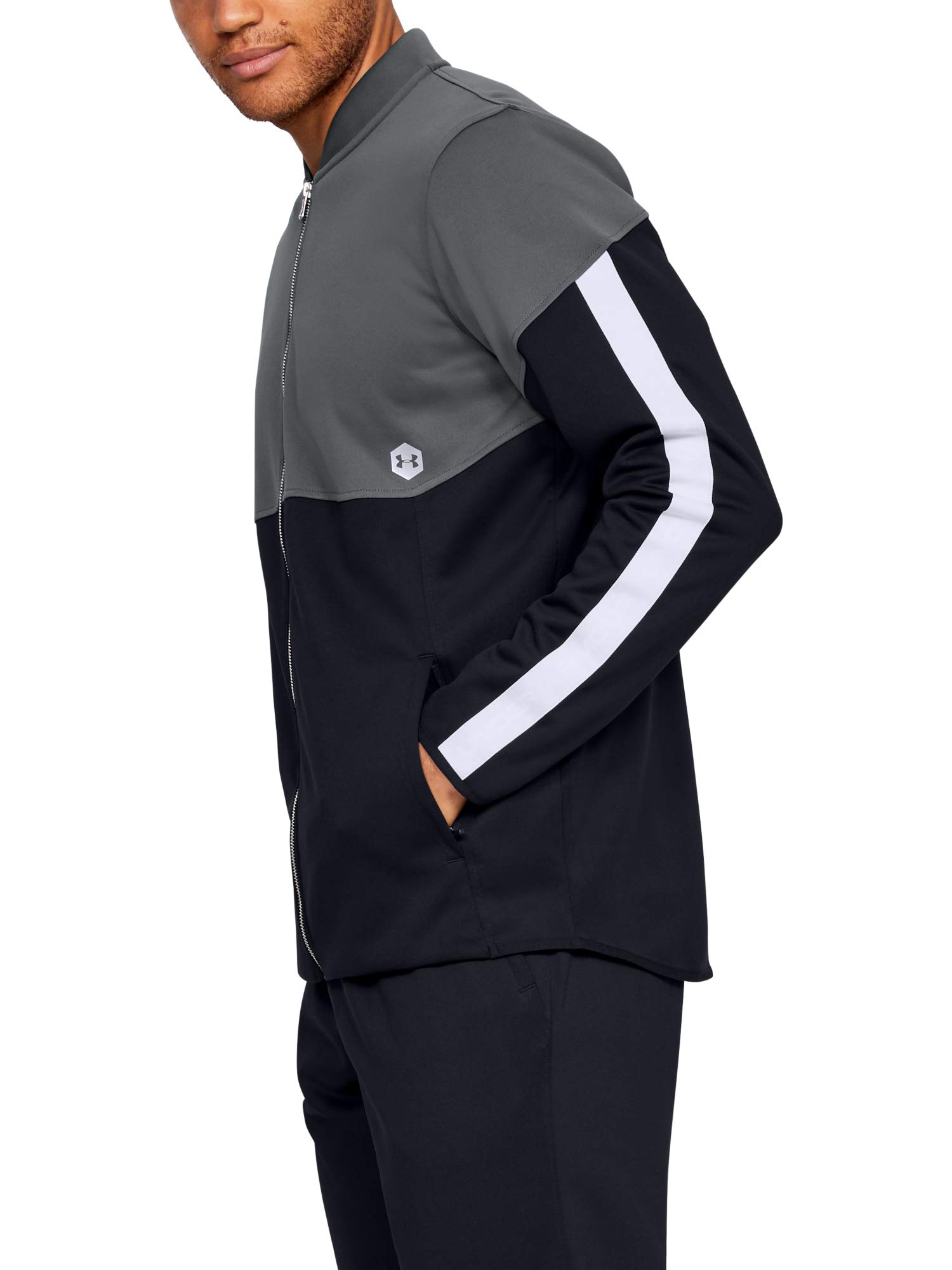 Under Armour Athlete Recovery Knit Hoodie, Pitch Gray (012)/Metallic Silver, Large