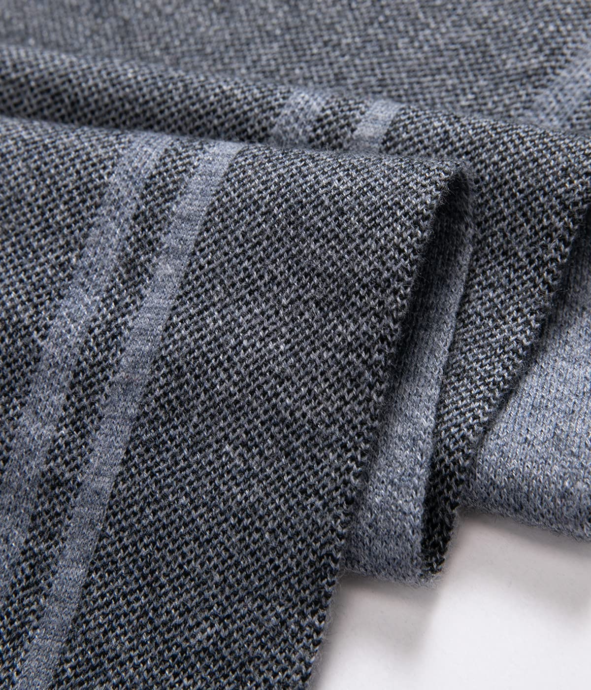 Villand Luxurious Mens Striped Merino Wool Scarf - Gift Box Wrapped Winter Soft Warm Thick Knitted Neckwear for Men (Cadet Gray)