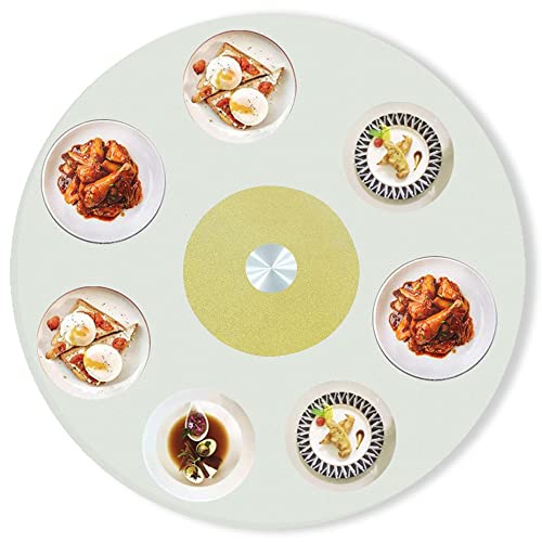 ZJIEX 40″ Large Tempered Glass Lazy Susan Turntable, Round Tabletop Rotating Tray, Kitchen Dining Table Rotating Serving Plate, 360° Swivel Tray (Color : Gold, Size : Ø60cm/24inch)