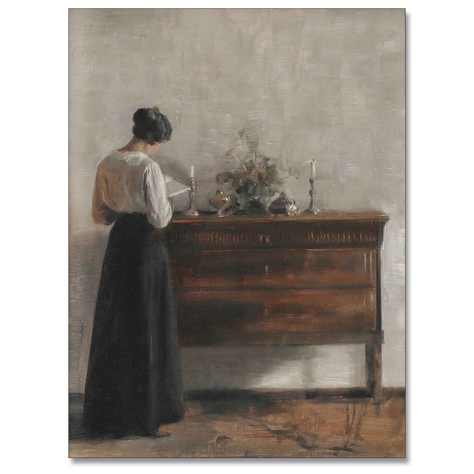 uoyien Vintage Danish Canvas Wall Art Famous Artwork Woman Reading Portrait Oil Painting Dark Academia Aesthetic Print 19th Century Antique Poster Retro Gallery Bedroom Decor16x24in Unframed