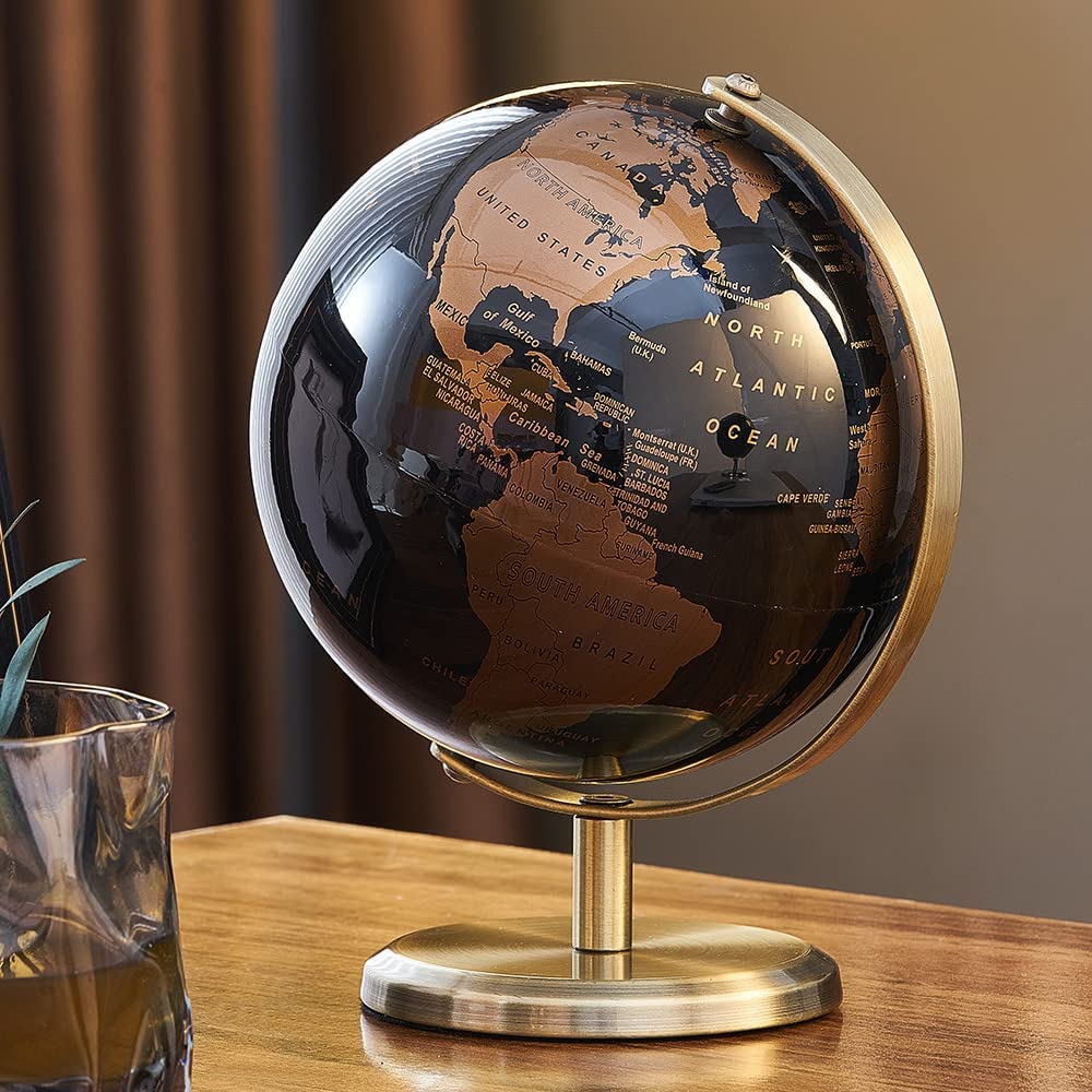 XINXUAN Home Decoration Accessories Globe Office Decor Luxury Golden Living Room Decorative Sculpture Geography Education Study Docer, 5.50 inch * 5.50 inch * 7.08 inch