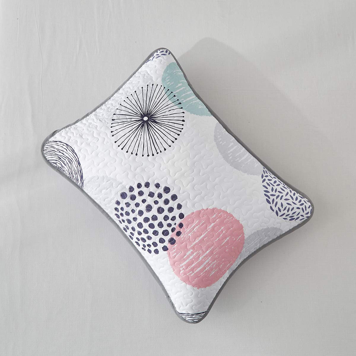 UOZZI BEDDING 2 Pack Reversible Quilted Pillow Shams Set (Colorful Dots, 2 Pack Queen Shams)