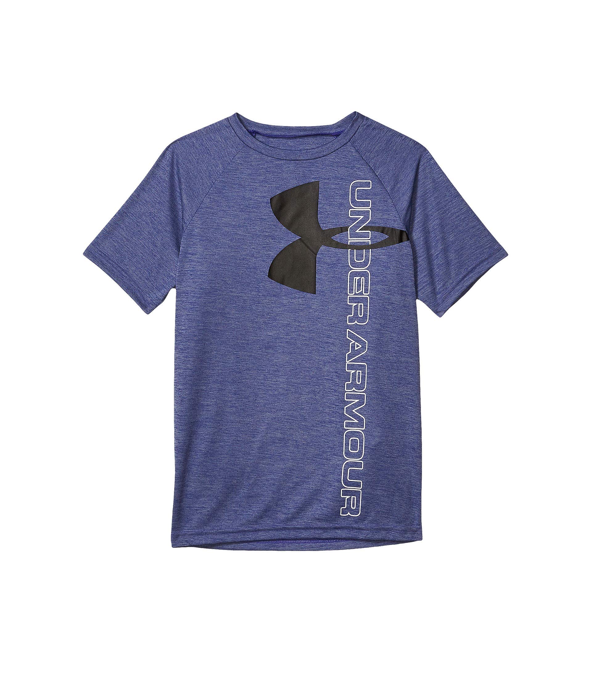Under Armour Boys' Tech Split Logo Hybrid T-Shirt, Royal (400)/Black, Youth Large