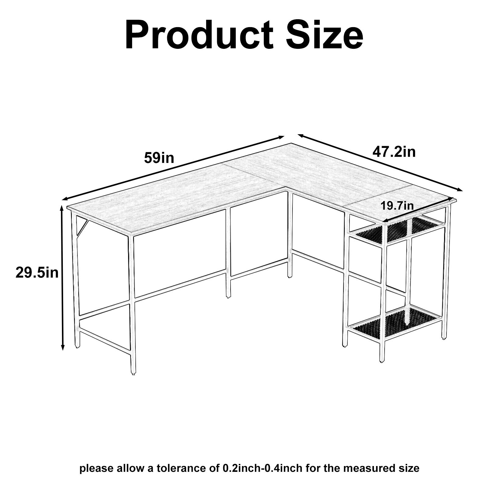 TITISKIN L-Shaped Home Office Desk with Storage Shelves, Adjustable Black Computer Corner Table Writing Workstation, 2 Person Gaming Study Desk, Multi-Usage Large Table Desk, Walnut
