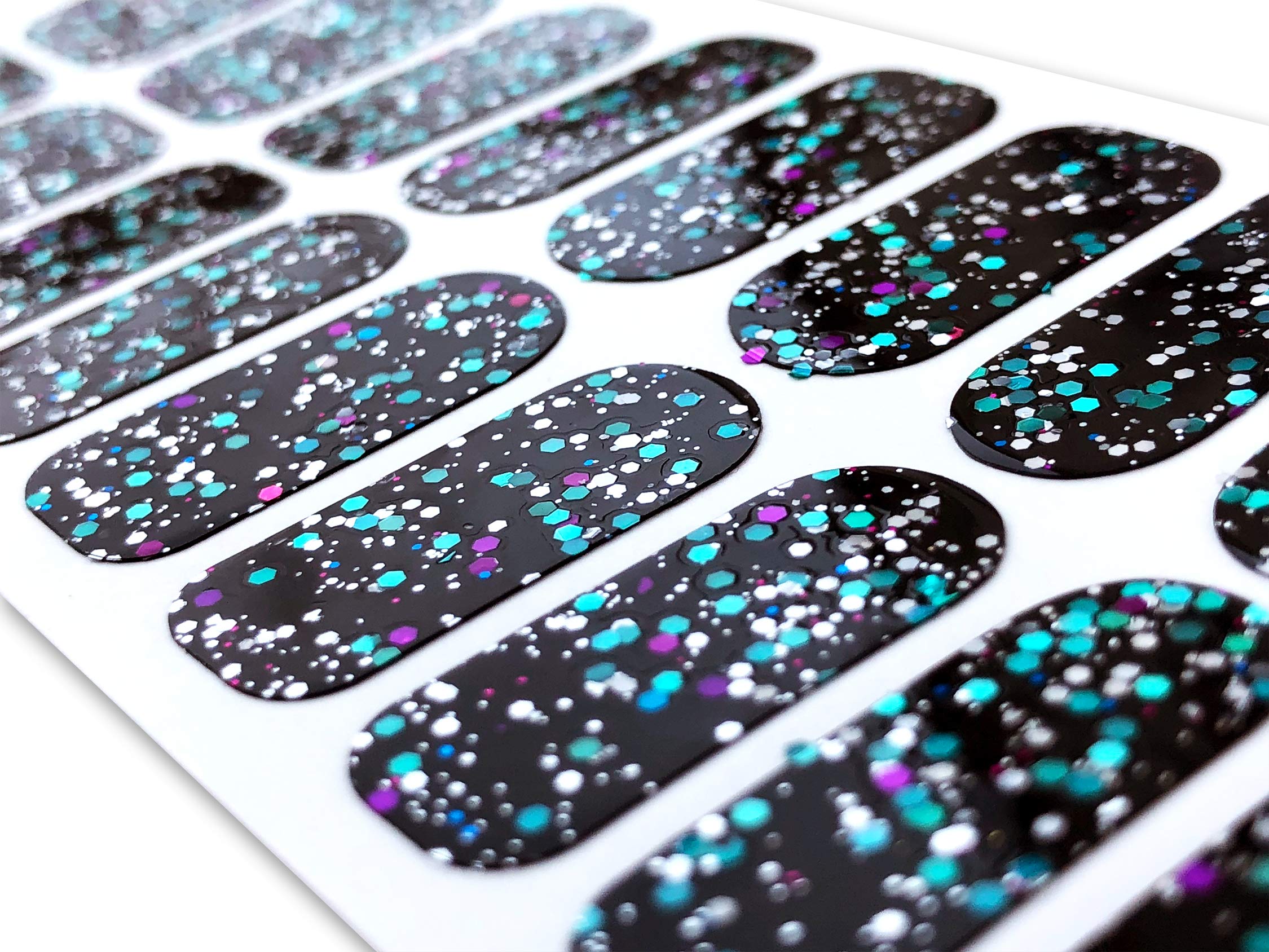 TOUGH GIRLS | Nail Polish Strips | 20 Stylish Strips | Brighter, Thicker, Tougher | Includes Cuticle Stick, Nail File, & Nail Wipes (Black & Sparkles)