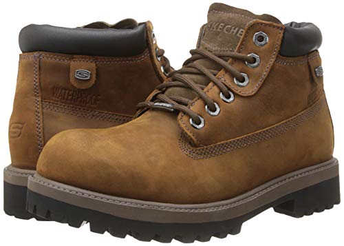 Skechers Men's Sargeants-Verdict Waterproof Boot Fashion, Dark Brown, 11