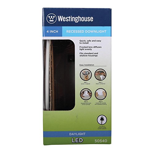 Westinghouse 5054000 65-Watt Equivalent 4-Inch Recessed LED Downlight Dimmable Daylight with Medium Base, White Trim