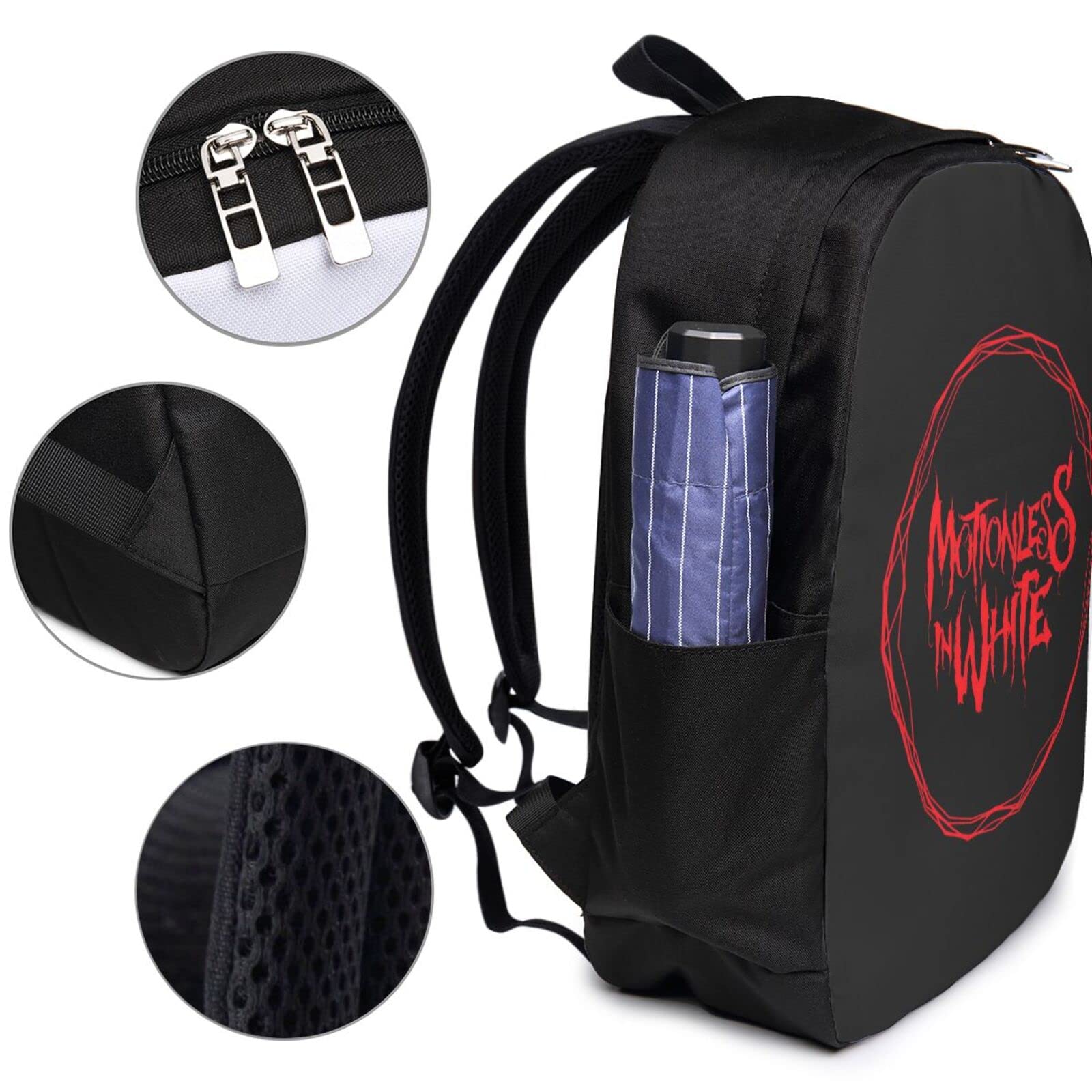 Tjervhie Motionless Rock In Band White Backpack,unisex casual book bags,external usb interface,earphone cable interface,label.traveling backpack suitable for business