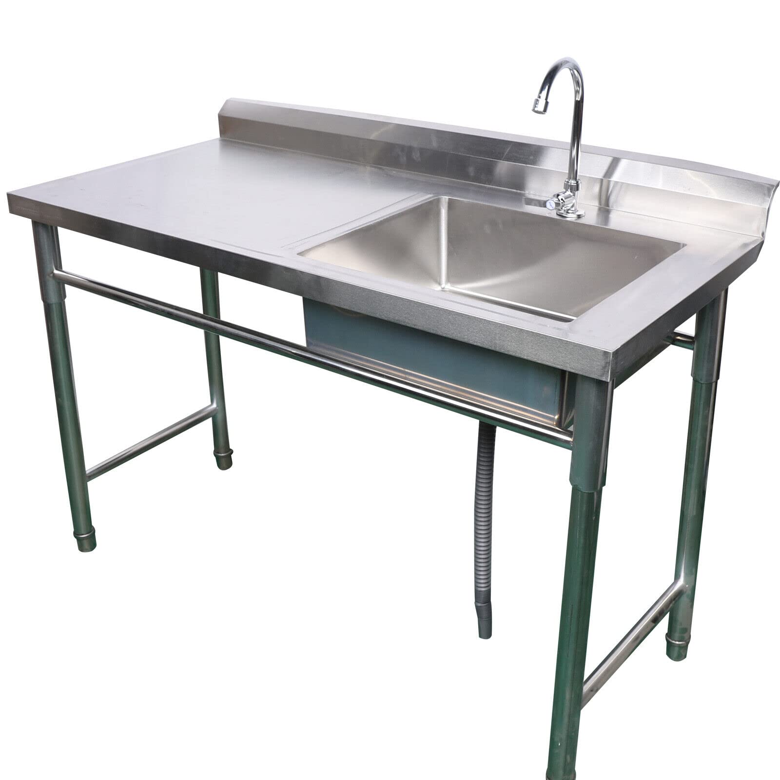 TFCFL Commercial Restaurant Sink Stainless Steel Utility Sink Freestanding Kitchen Sink Kitchen Sinks with Strainer Kitchen Sink Kitchen Sink Bracket Hot And Cold Faucet 2 Compartments (1 Compartment)