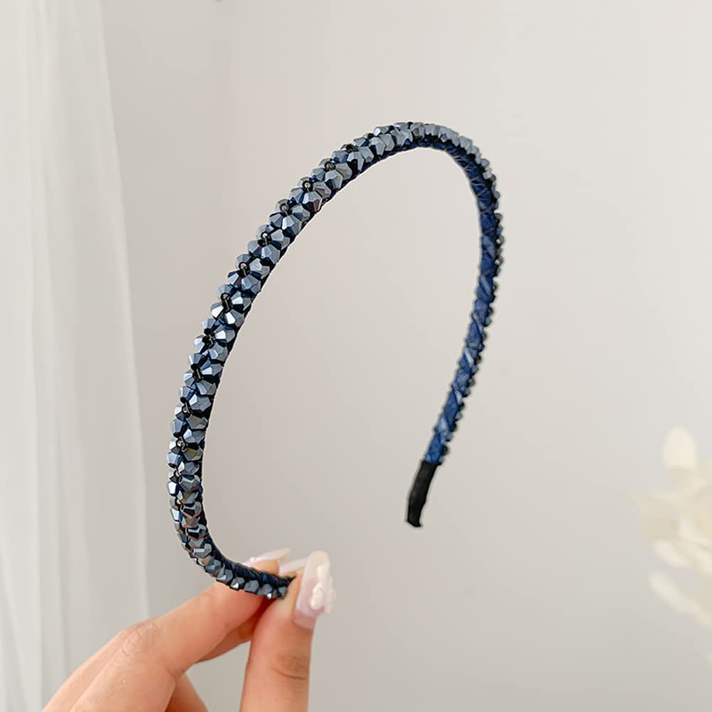 Ruihfas 6Pcs Bling Bling Double Rows Crystal Rhinestone Headband for Women Girls Thin Hair Hoop Fashion