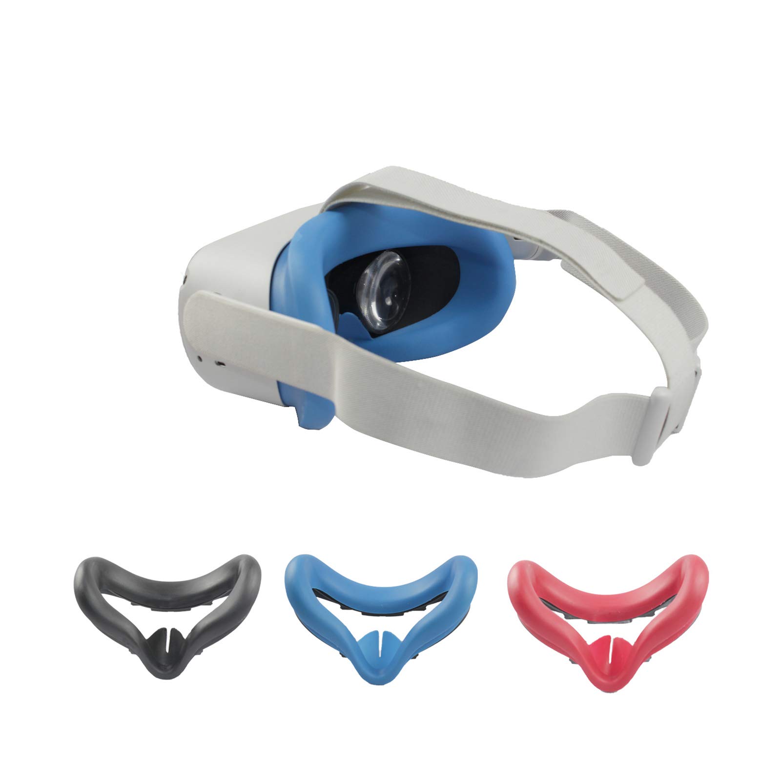VR Silicone Face Cover for Oculus Quest 2 Accessories Soft Silicone Sweat-Proof Helmet Eye Cover VR Headset Accessories (Red)