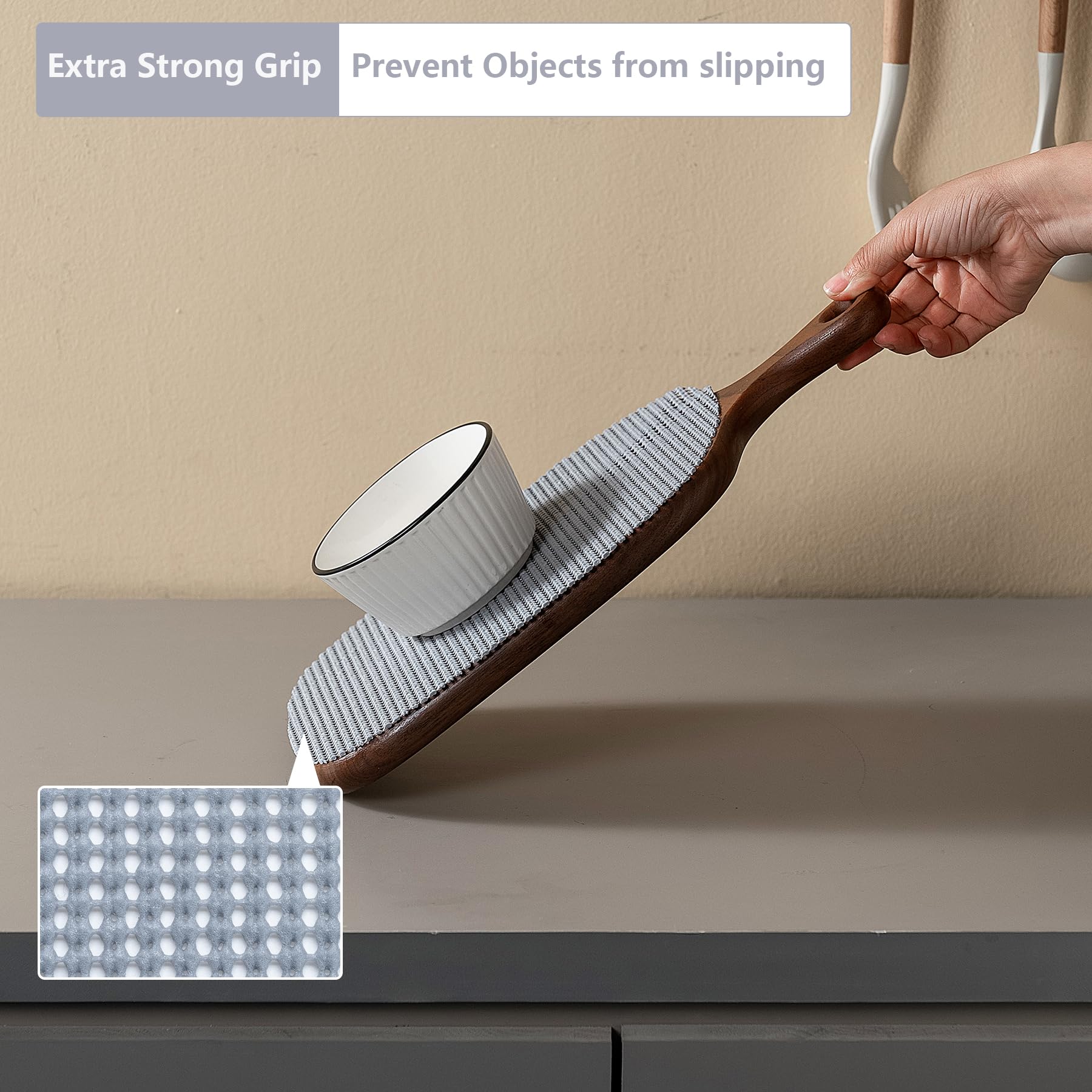TJWODO Shelf Cabinet Liner,Drawer Liners Non Adhesive Easiest Install Mat, Strong Grip Bottom,Easy Clean Non Slip Shelving Liner for Kitchen Cabinets,12" x20'