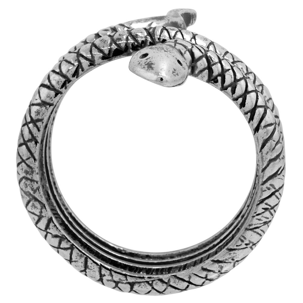 Sterling Silver Coiled Snake Ring Oxidized, size 7