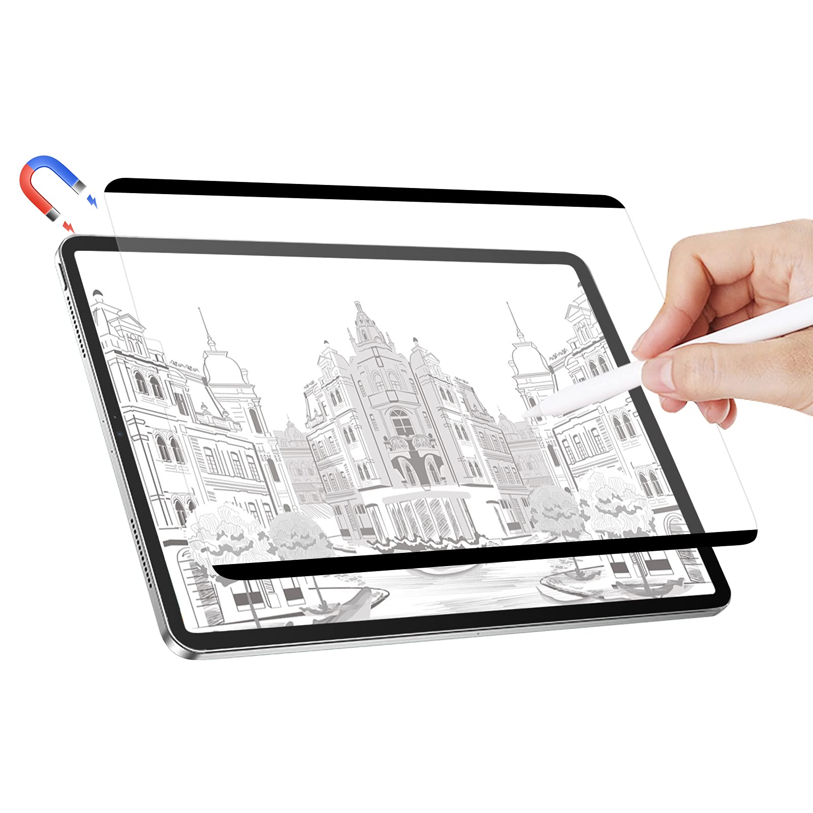 Magnetic Paper Feels Texture Screen Protector for iPad Pro 11 inch (2021 &2020 &2018) All Model/iPad Air 4(10.9 inch 2020), Removable Easy On/Off Matte Screen Film for iPad Pro 11 inch M1 2021
