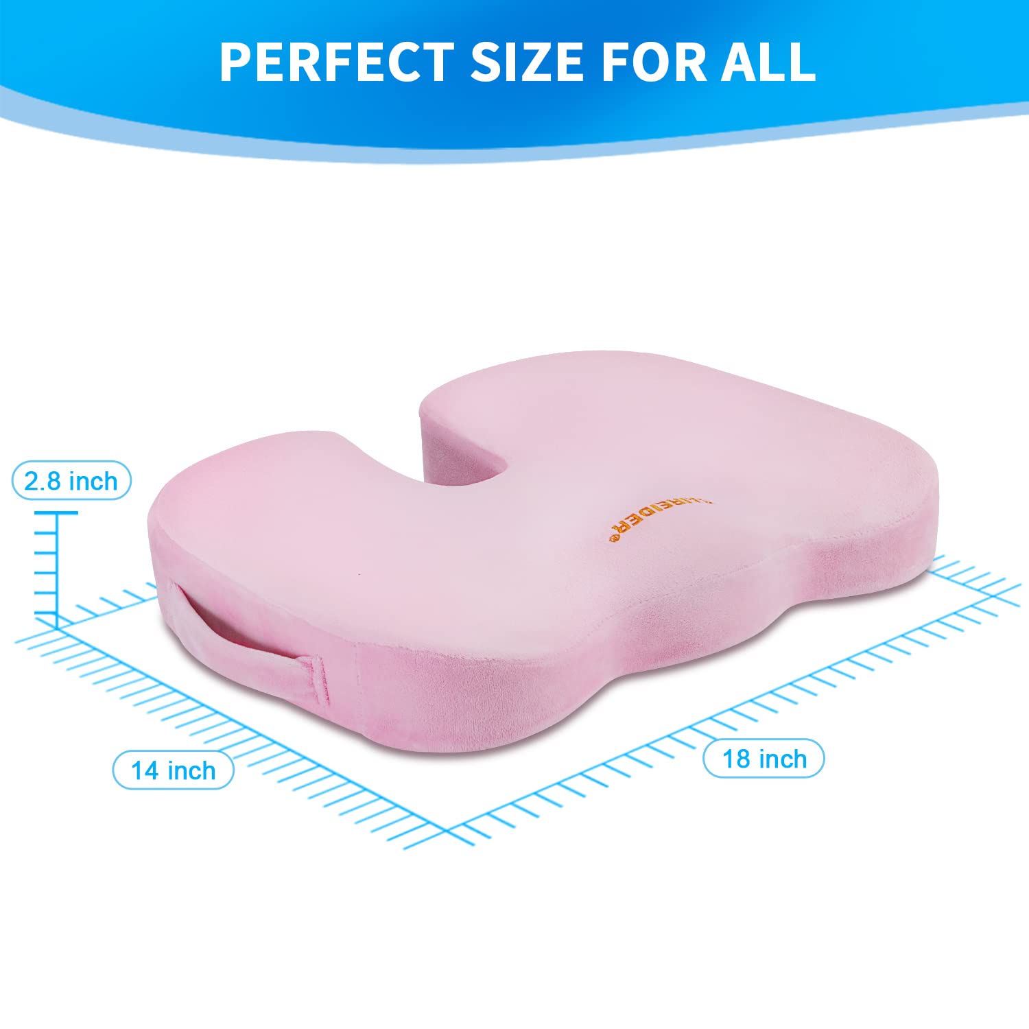 SAIREIDER Office Chair Cushion, Car Seat Cushion, Memory Foam Coccyx Cushion Pads for Tailbone Pain, Sciatica Relief Pillow, Correct Sitting Posture (Pink)