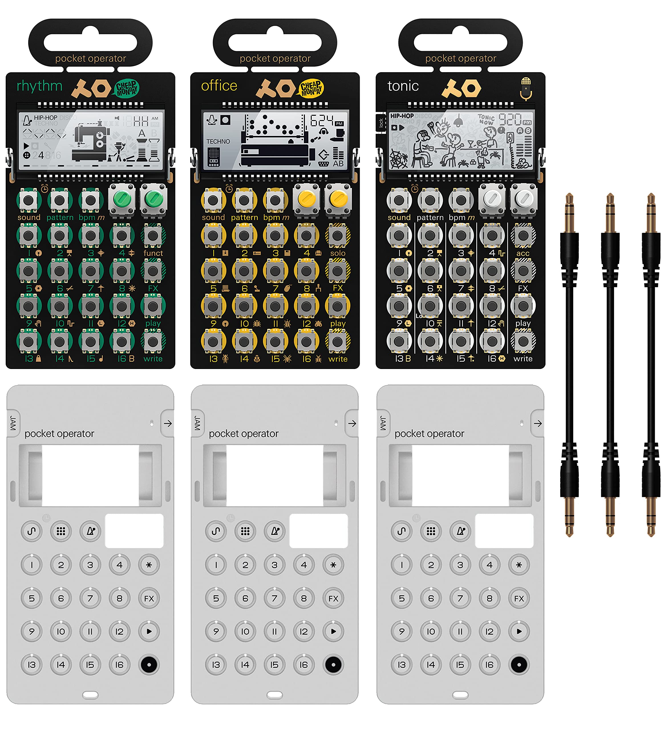 teenage engineering Ultimate PO Cocktail Bundle β 3-in-1 Set of Pocket Operator PO-12 Rhythm, PO-24 Office, and PO-32 Tonic Synthesizers and Sequencers