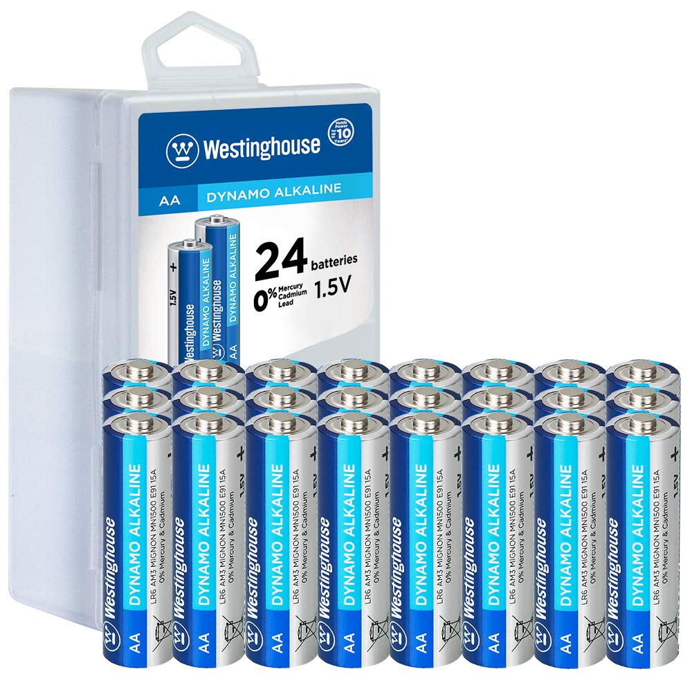 Westinghouse Alkaline AA Batteries (Bulk Pack 24 Count), Leak-Proof & Long-Lasting Technology Double A Primary Batteries with Lasting Power for High Drain Devices